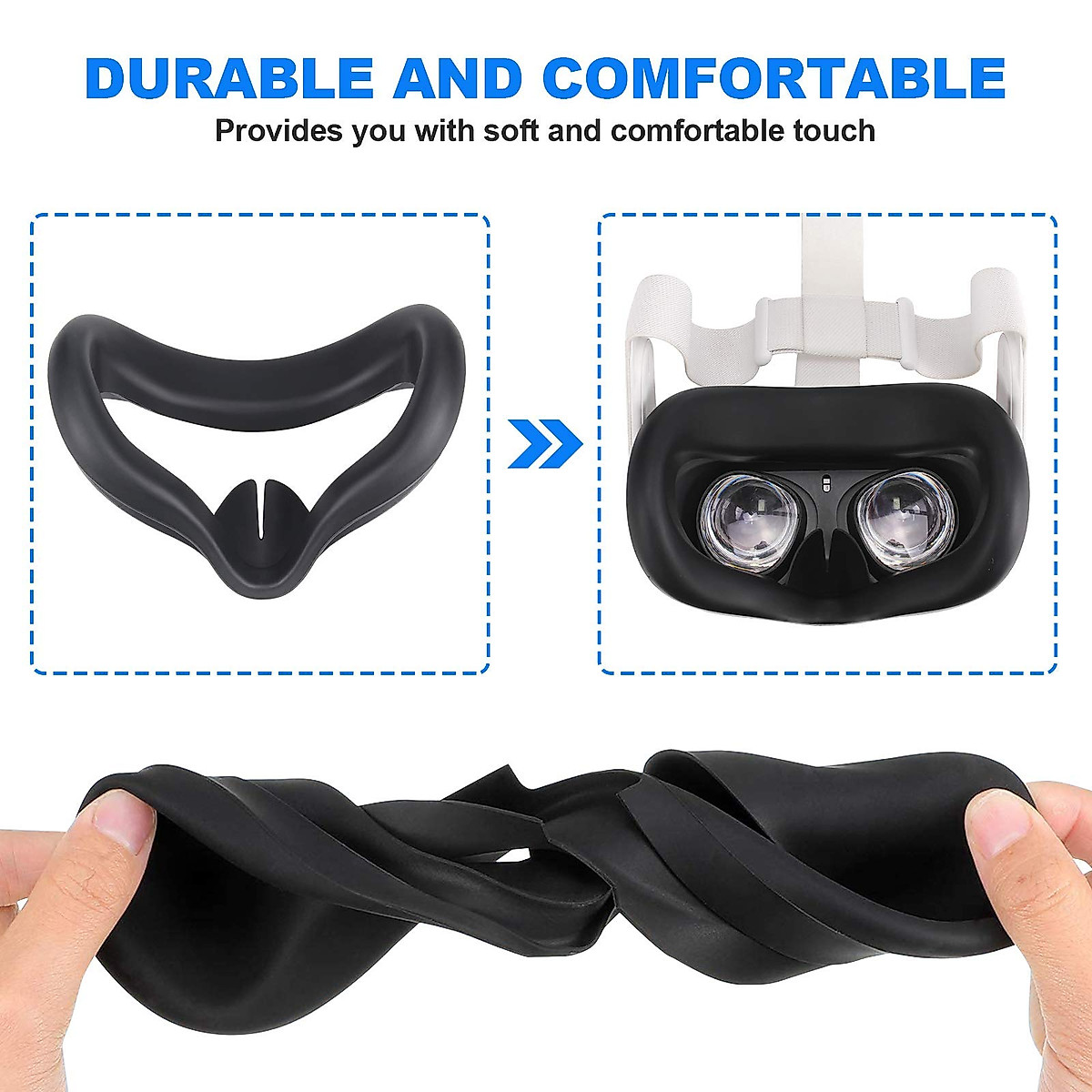 NexiGo Silicone Fit Pack and Lens Protect Cover Set for Oculus Quest 2, Fit Pack Pad with VR Lens Cover, Sweat-Proof, Non-Slip, Anti-Scratch for Oculus Quest VR Accessories Set