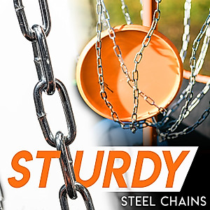 Franklin Sports Disc Golf Basket + Discs Set - Portable Disc Golf Target Basket with Chains - 3 Discs Included - Driver, Mid-Range + Putter - Steel Chains