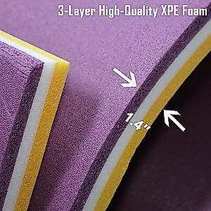 Floating Water Mat, 11x5 FT Lily Pad Floating Mat 3-Layer Floating Water Pad Mat for Swimming Pool, Beach(Purple&White&Yellow)