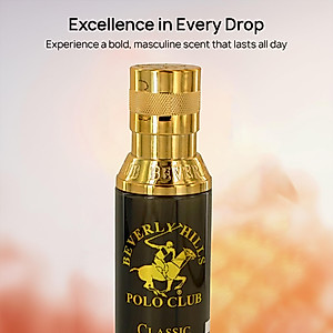 Beverly Hills Polo Club Body Spray for Men - BHPC Classic - Notes of Patchouli, Cedar, Vetiver, Ambergris & Musk - Long Lasting Cologne Scents - Ideal Gift for Him, 6oz
