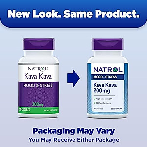 Natrol Mood & Stress Kava Kava 200mg, Dietary Supplement for Relaxation and Eases Tension, 30 Capsules, 15-30 Day Supply