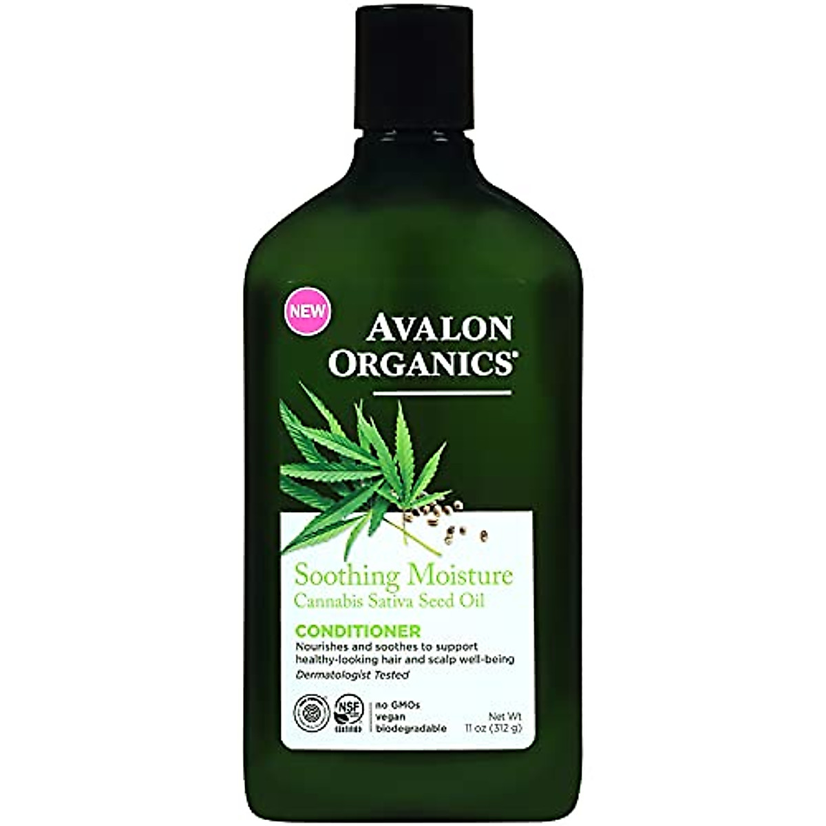 Avalon Organics Soothing Moisture Cannabis Sativa Seed Oil Conditioner, 11 oz