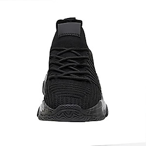 CUSHIONAIRE Women's Apolo Knit Sneaker +Memory Foam, Black/Clear Bottom 8.5