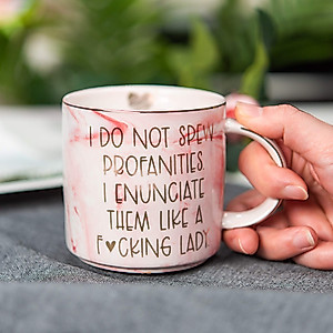Funny Coffee Mug Gifts for Women - Sarcastic Novelty Gag Gift for Friends, Coworkers, Boss, Employee - Birthday Mugs for Mom, Sister, BFF - I Do Not Spew Profanities I Enunciate Them - 11.5oz Cup