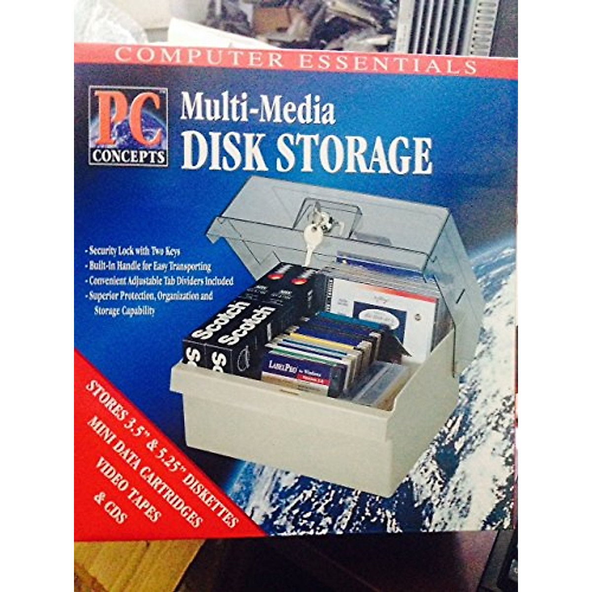 MultiMedia Disk Storage Box Data Case Holder - Stores up to 100 Disks! - Holds 5.25" , 3.5" , Mini Data Cartridges , Video Tapes, and CDs