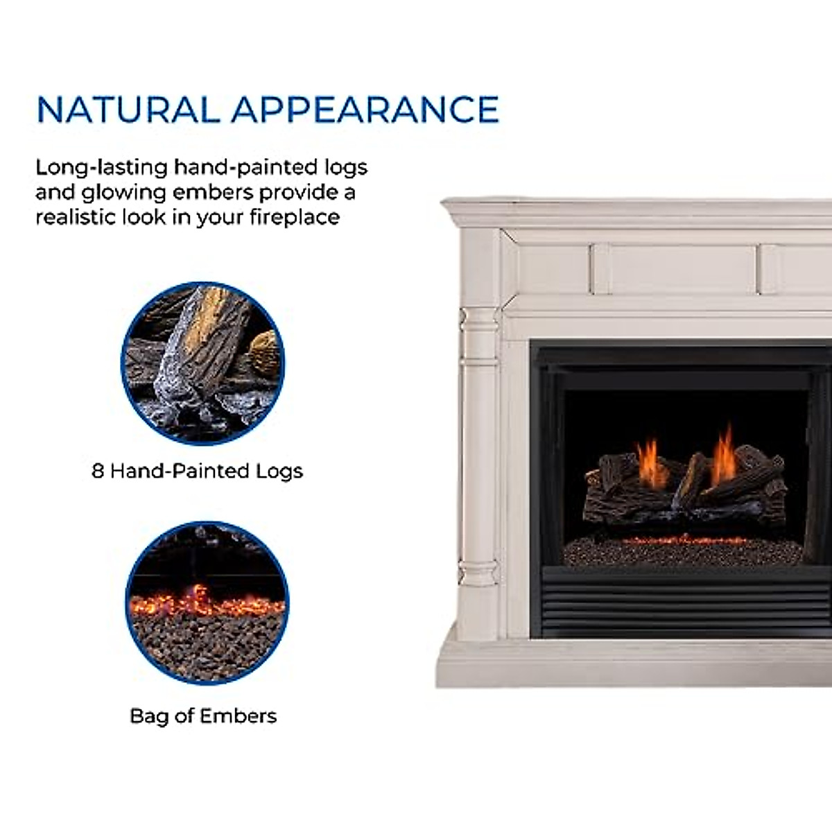 Duluth Forge DLS-24R-2 Dual Fuel Ventless Fireplace Logs Set with Remote Control, Use with Natural Gas or Liquid Propane, 33000 BTU, Stacked Red Oak, 24 Inches