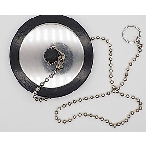 Cheeroyal 2 Pcs Universal Bathtub Plug,Chain Drain Stopper Kitchen Sink Plug Rubber Drain Stopper Metal Bath Plug Replacement Chrome Drain Plug with Chain for Shower Ceramic Sink (4.3CM-M)