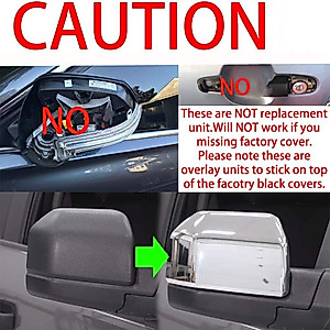 eLoveQ Chrome Top Half Side Mirror Cover Covers Compatible with 2015-2019 Ford F-150