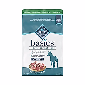 Blue Buffalo Basics Skin & Stomach Care, Grain Free Natural Adult Large Breed Dry Dog Food, Lamb & Potato 22-lb