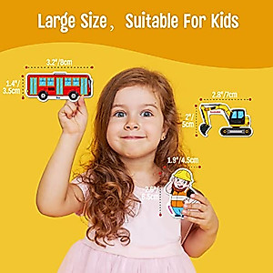 40 PCS Vehicle Magnets, Vehicles and Professions Fridge Magnets for Kids-Common Vehicles, Airplane, Boat & Occupations-Magnetic Transport Refrigerator Decors Educational Learning Toys for Toddlers