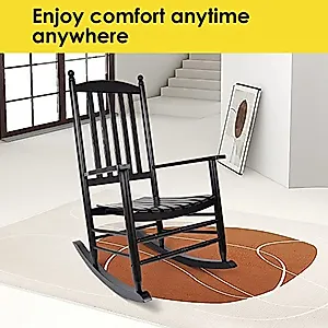 PETKABOO Porch Casual Solid Wood Rocking Chair, for Indoor and Outdoor Use, Comfortable, Sturdy and Easy to Maintain, Load Bearing 770 LBS.(Black)