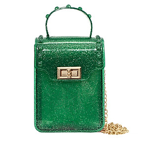 Olivia And Kate Women’s Shoulder Bag Small Emerald Jelly Purse Crossbody With Chain