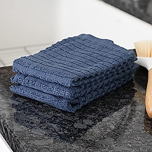 Ritz Royale Collection 100% Combed Terry Cotton, Highly Absorbent, Kitchen Dish Cloth Set, 13-3/4" x 12", 3-Pack, Solid, Federal Blue