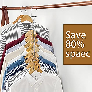 Magic Hangers Space Saving for Closet Organizer 6 Piece Stainless Steel Closet Space Saver Collapsible Hangers 8 Slots Cascading Hangers Upgraded Closet Storage for Heavy Clothes