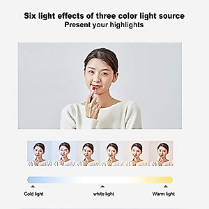 Bibabala Phone Stand for Video Recording Extendable Selfie Stand 360° Rotation with Phone Holder Foldable 7 Brightness LED Light for Live Streaming Photography Reading(White)