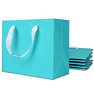 Uceoo Teal Gift Bags Medium Size Teal Gift Bags Turquoise Paper Bags with Handles 24 Pack 8.7 x 3.9 x 7.1" Kraft Bags with Handles Paper Gift Bags Kraft Paper Bags Kraft Paper Shopping Bags Wrapping Bags for Shopping,Grocery,Merchandise,Wedding,Birthdays,