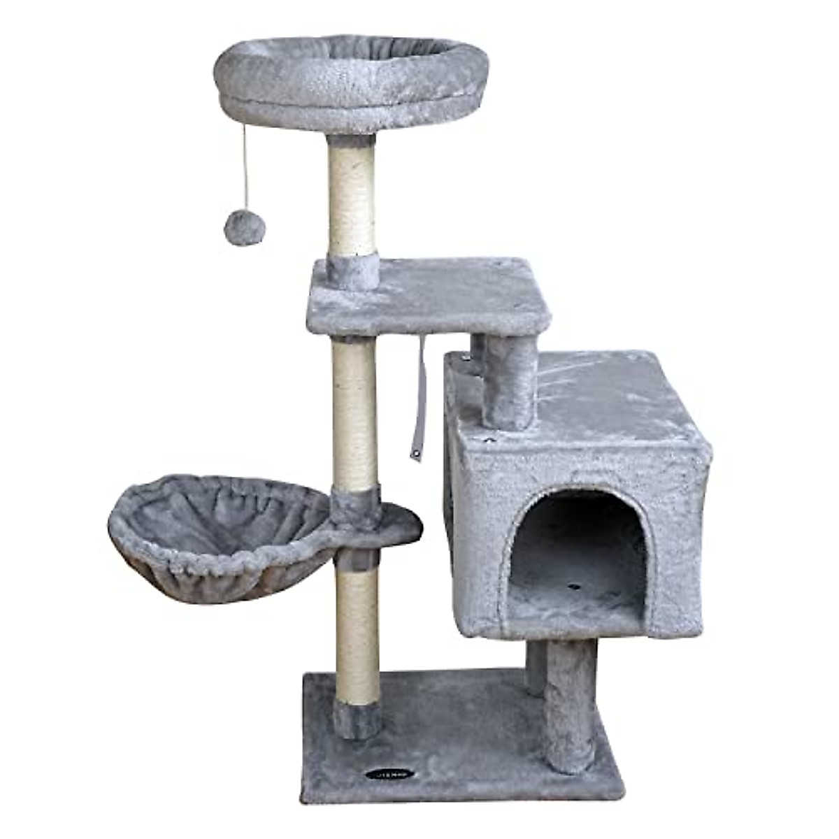 FISH&NAP US07H Cat Tree Cat Tower Cat Condo Sisal Scratching Posts with Jump Platform Cat Furniture Activity Center Play House Grey