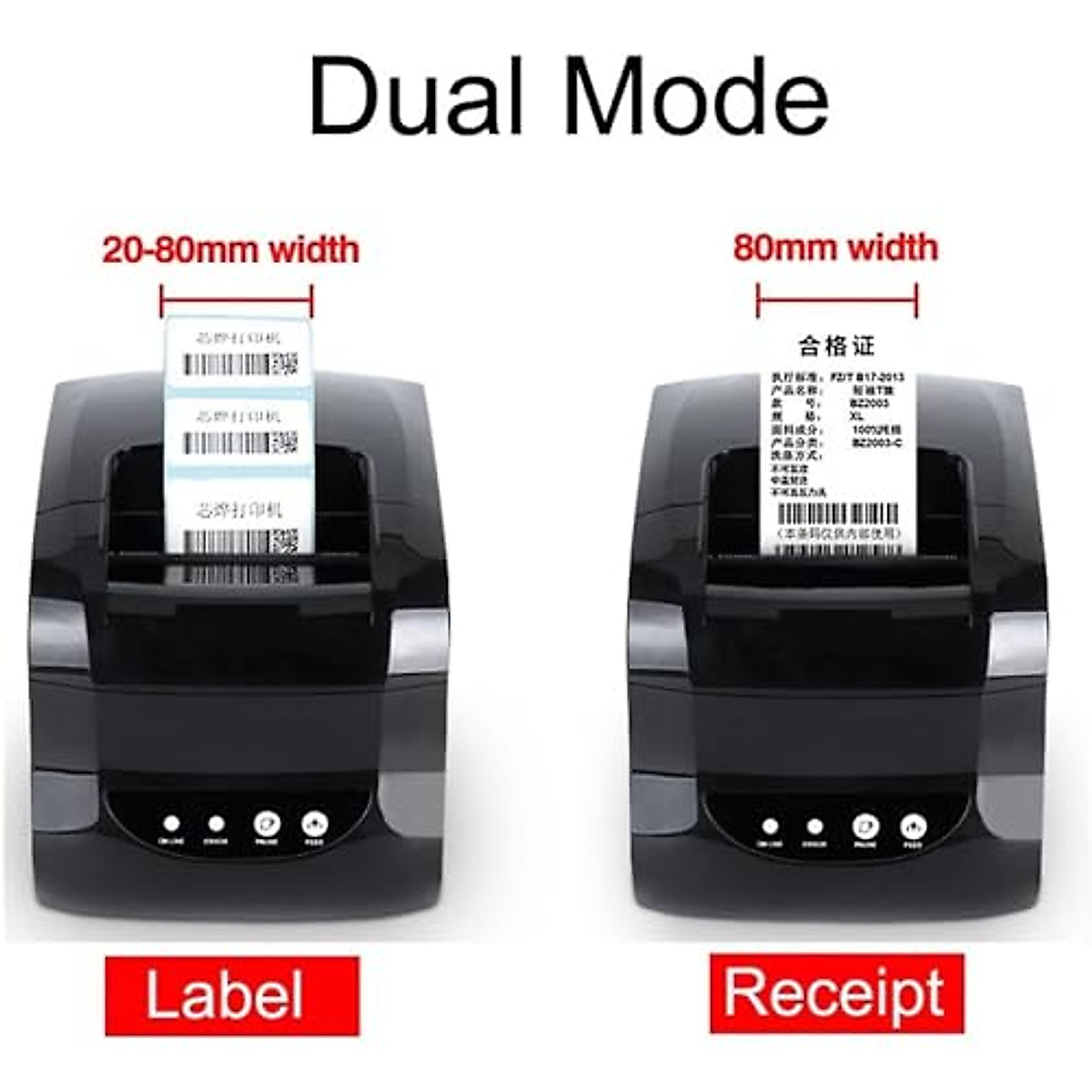 Thermal Label Maker, BT Thermal Shipping Label Printer, 80mm POS Receipt Printer with Auto Label Detection, Printing Width:76mm and Resolution 203DPI, for Home, Office & Small Business