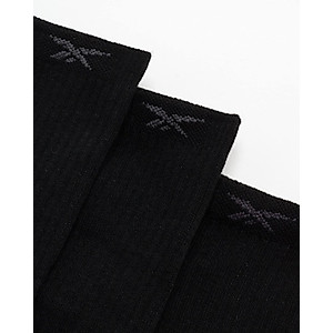 Reebok Men's Cushioned Comfort Athletic Performance High Crew Socks (5 Pack), Size 6-12.5, Charcoal Black