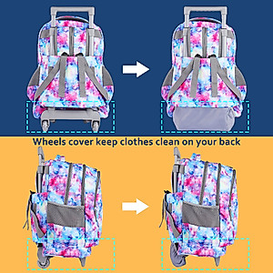 seastig Rolling Backpack for Kids Wheeled Backpack 18in Double Handle Backpack with Wheels