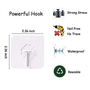 Adhesive Wall Hooks（22 lb MAX）Heavy Duty Wall Hangers Without Nails 180 Degree Rotating Seamless Scratch Hooks for Hanging Bathroom Kitchen Office Door Home Improvement Sticky Hooks - 20 Pack