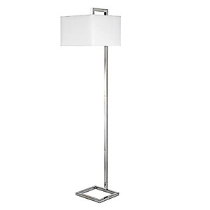 Grayson 68" Tall Floor Lamp with Fabric Shade in Polished Nickel/White