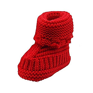 Lykmera Toddler Baby Girls Boys Knitted Socks Shoes Newborn Knitting Lace Crochet Shoes Buckle Shoes Toddler Knitted Shoes (Red, One Size)