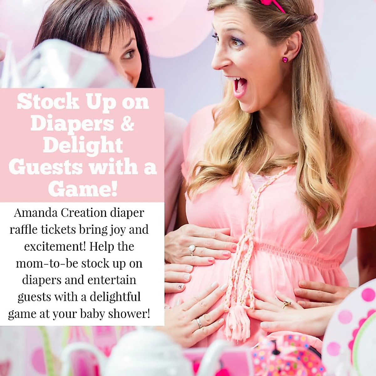 Amanda Creation Pink & Silver Twinkle Little Star Themed Diaper Raffle Tickets for Girl Baby Showers, 20 2" X 3” Double Sided Inserts, Bring a Pack of Diapers to Win Favors & Prizes!