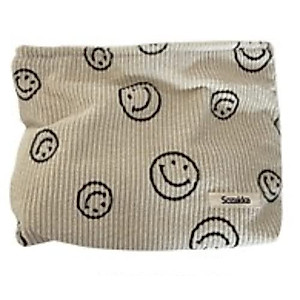 LaurelTree Aesthetic Tote Bag Smiling Face Hobo Bag Inclined Shoulder Bag for Girls Women Office School (White)