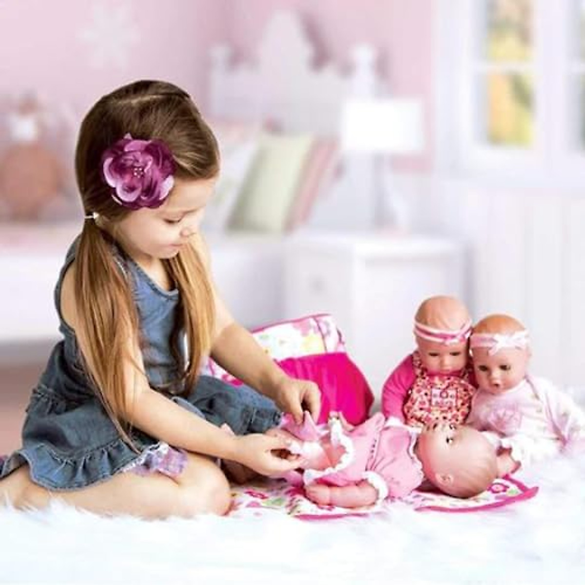 ADORA Baby Doll Diaper Bag with Sturdy Straps, Includes Changing Mat and 2 Doll Diapers (Fits 13" Dolls), Birthday Gift for Ages 3+ - Pink Flower Power