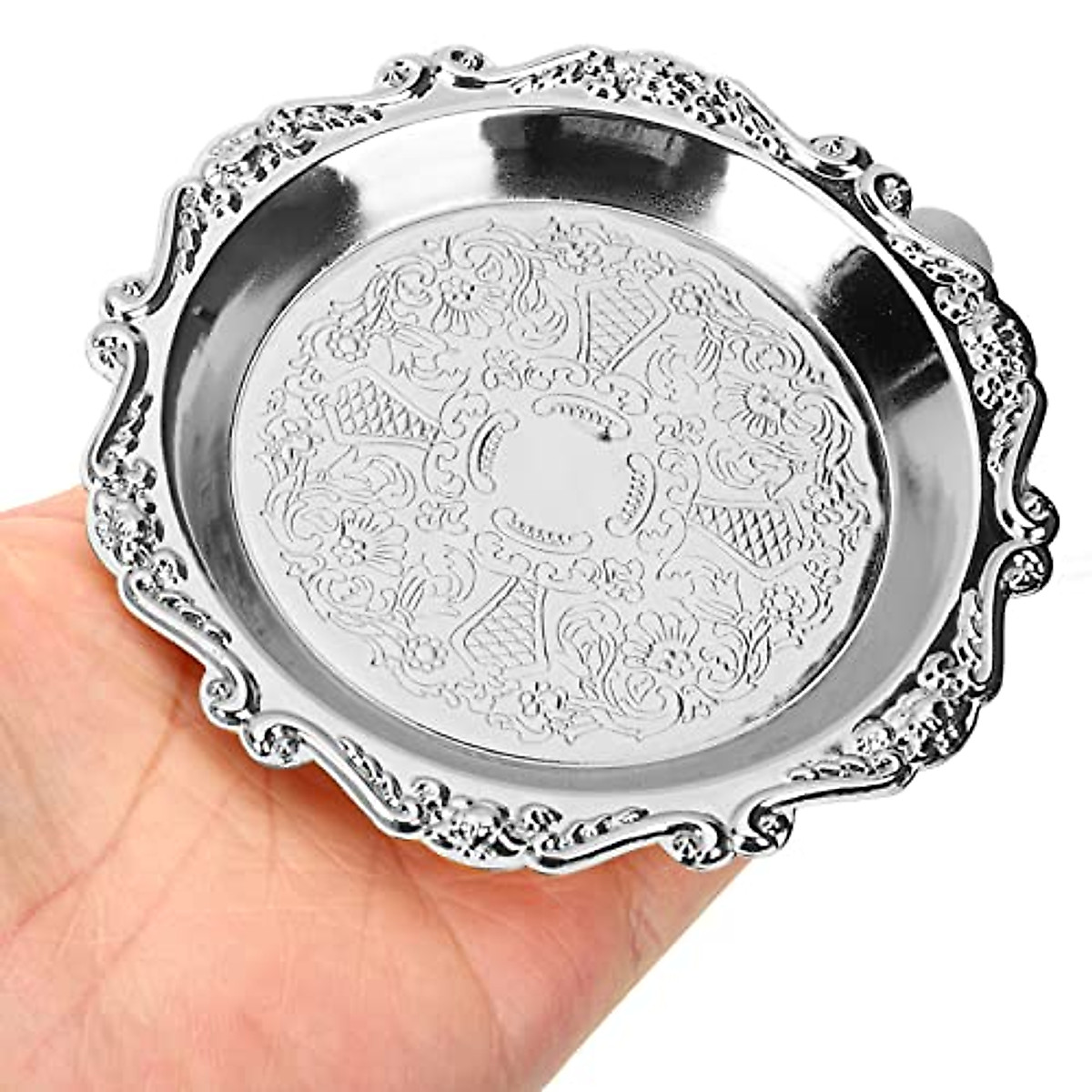 jojofuny 6pcs Food Dish Dishes Tray Snack Plate Home Trays Plates Silver Platter for Serving Appetizers Fruits Inch Supplies Mini Round Metal Candy Snacks Dessert Organizer Nut Appetizer