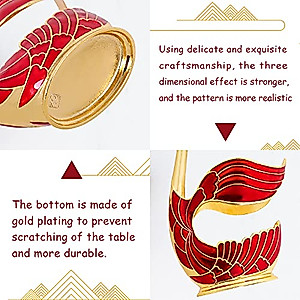 Gusnilo 11PCS Coffee Spoon Dessert Fork Dinnerware Set,Swan Base Holder with 5 Forks and 5 Spoons Metal Dinnerware Set Mini Dessert Spoons Use for Family Dessert Shop (Red,Swan)