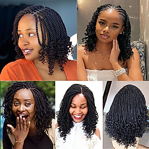 TOZIKA Wavy Senegalese Twist Crochet Hair 12 Inch for Black Women Pre-twisted Kids Crochet Hair 6 Packs Braids Ends Synthetic Hair Extension(1B#)