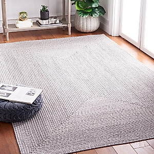SAFAVIEH Braided Collection Accent Rug - 4' x 6', Grey, Handmade Farmhouse, Ideal for High Traffic Areas in Entryway, Living Room, Bedroom (BRA220F)