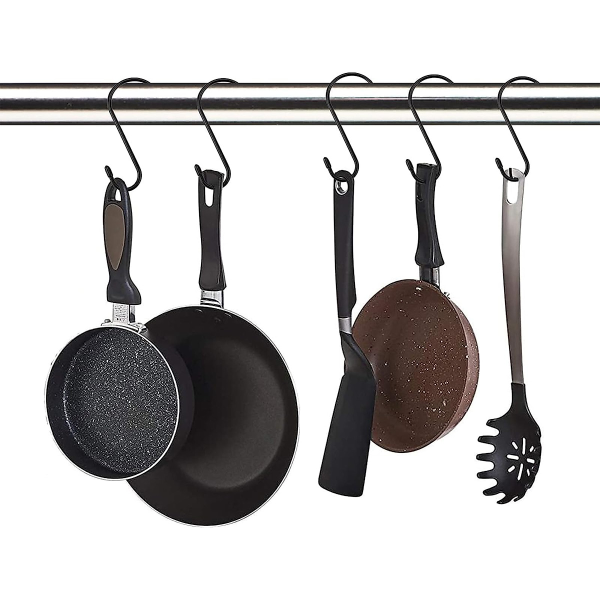 Nisoger 12 Pack 6 Inch S Hook, Large Vinyl Coated S Hooks with Stopper Non Slip Heavy Duty, Steel Metal Black Rubber Coated Closet S Hooks for Hanging Jeans Plants Jewelry Pot Pan Cups Towels