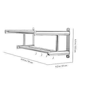 Stainless Steel Towel Rack Kitchen Storage Rack Hotel Towel Rack Kitchen Shelf Shower Shelf Makeups Shampoo Holder Hanging Wall Basket Bathroom Shower Wall Mount Shower