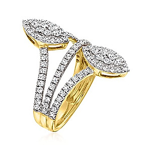 Ross-Simons 1.00 ct. t.w. Diamond Marquise-Shaped Cluster Ring in 18kt Gold Over Sterling. Size 6