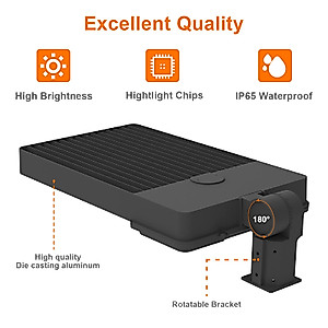 LED Parking Lot Lights 300W Shoebox Light for Round Pole in Street 39000lm AC100-277V for Path Garden and Outdoor Places Area Light IP65 Waterproof (300W)