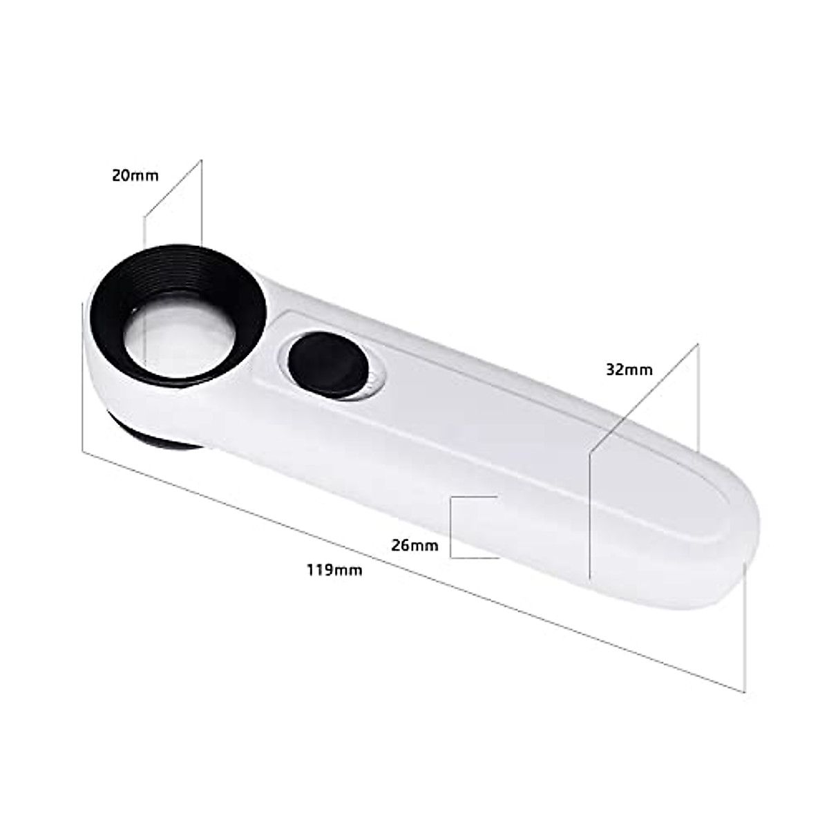 Handheld 40x High Power Hand Held Magnifier Magnifying Glass with 2-LED Light (White )