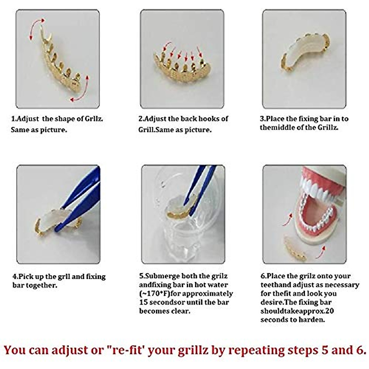 2 Single Heart Cross Shape Top Grillz Teeth and 6 Bottom Set Grillz Hip Hop Grillz Vampire Fangs Grillz