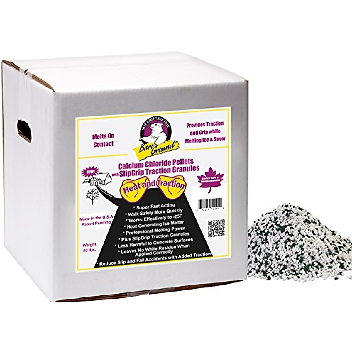 Bare Ground CCPSG-40 Calcium Chloride Snow and Ice Melt Pellets with Traction Granules, 40 lbs