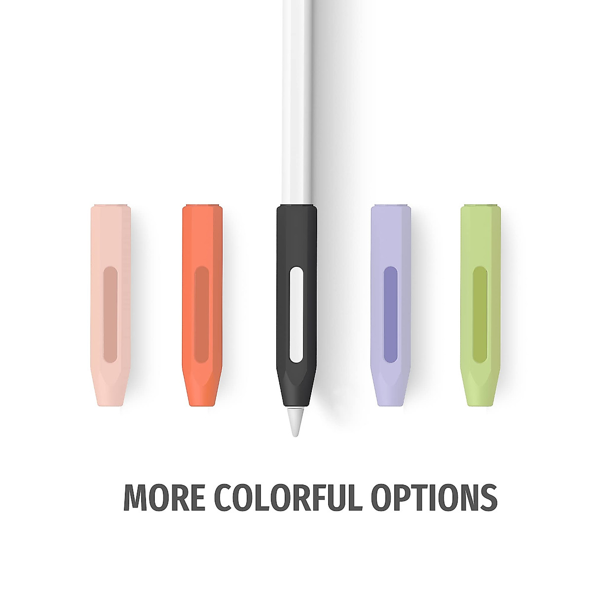 Grip Holder for Apple Pencil 2nd Generation Accessories,Protective Silicone Sleeve Cover Ergonomic Design Compatible with Magnetic Charging and Double Tap,Black