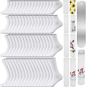 SATINIOR 32 Pairs Sublimation Socks Polyester Blanks Heat Transfer Socks with Sublimation Sock Jig for DIY Dye Heat Press Accessories, 4 Sizes white