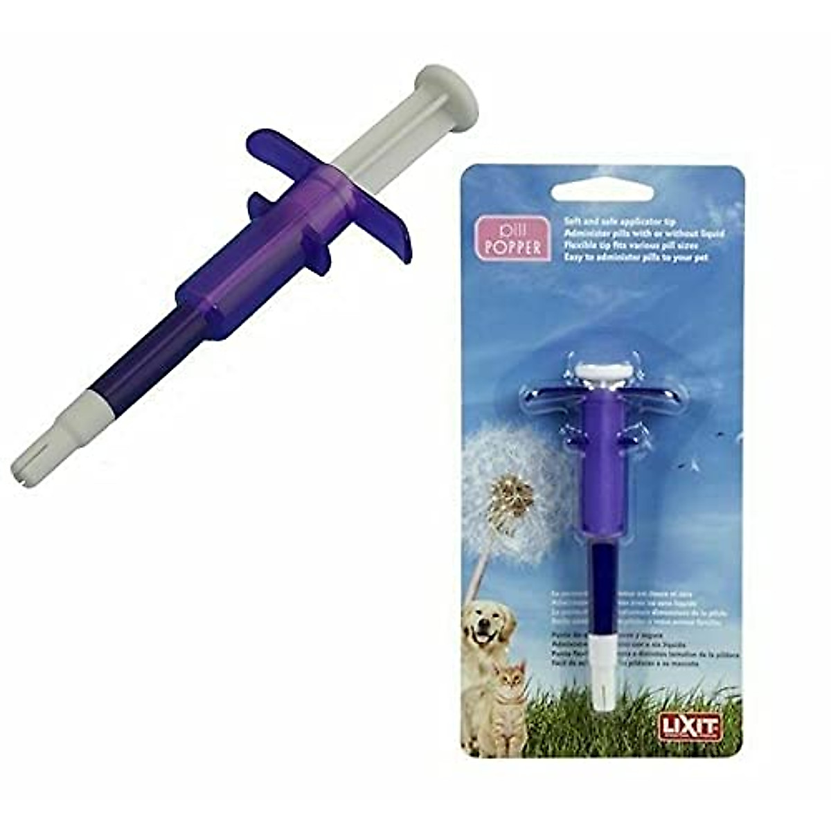 Lixit Safe Soft Tip Pill Administer Tool for Cats, Dogs and Other Pets That Require Medication. (Pack of 1)