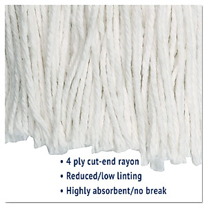 Boardwalk BWK2024RCT No. 24 Rayon Cut-End Wet Mop Head - White (12/Carton)