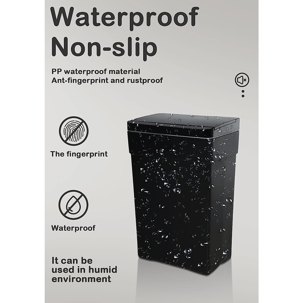 BIQWBIC 50 Liter Kitchen Trash Can with Lid, Automatic Trash Can Touchless Trash Can, 13 Gallon Garbage Can Plastic Trash Can Motion Sensor Trash Can for Kitchen Bedroom Office Bathroom, Black