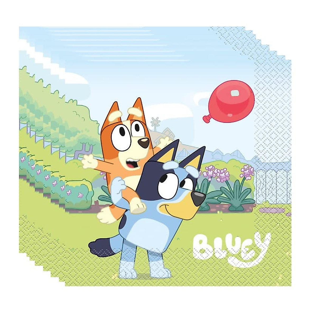 Bluey Dog Birthday Party Supplies Bundle includes Lunch Paper Napkins and 1 Esave Dinosaur Sticker Sheet - 32 Napkins