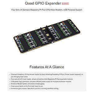 Waveshare 4xPorts Quad GPIO Expander Supports USB External Power Supply for Raspberry Pi Pico Series Motherboard