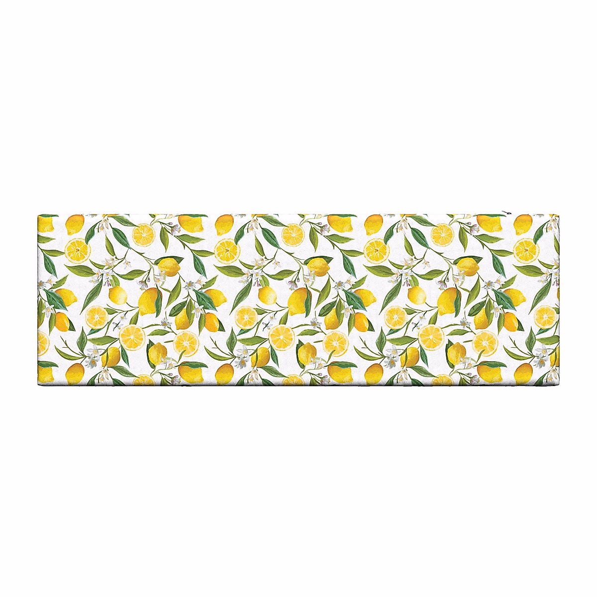 Ambesonne Nature Bench Cushion, Exotic Lemon Tree Branches Yummy Delicious Kitchen Gardening Design, Standard Size Foam Pad with Decorative Fabric Cover, 45" x 15" x 2", Fern Green Yellow White