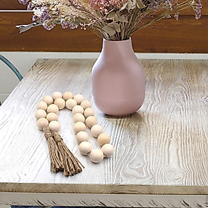 Momiuchear Decorative Wooden Beads 1.6" Diameter Wood Bead Garland with Tassels Boho Decorative Beads Bead Garland Decor for Farmhouse Decor, Coffee Table, Book Stack (Wood)